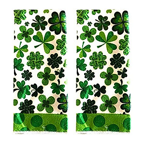St. Patrick's Day Shamrock Kitchen Bathroom Hand Towels, Set of 2