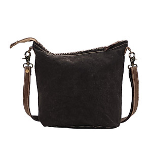 Myra Bag Indigo Upcycled Canvas & Leather Shoulder Bag S-1451