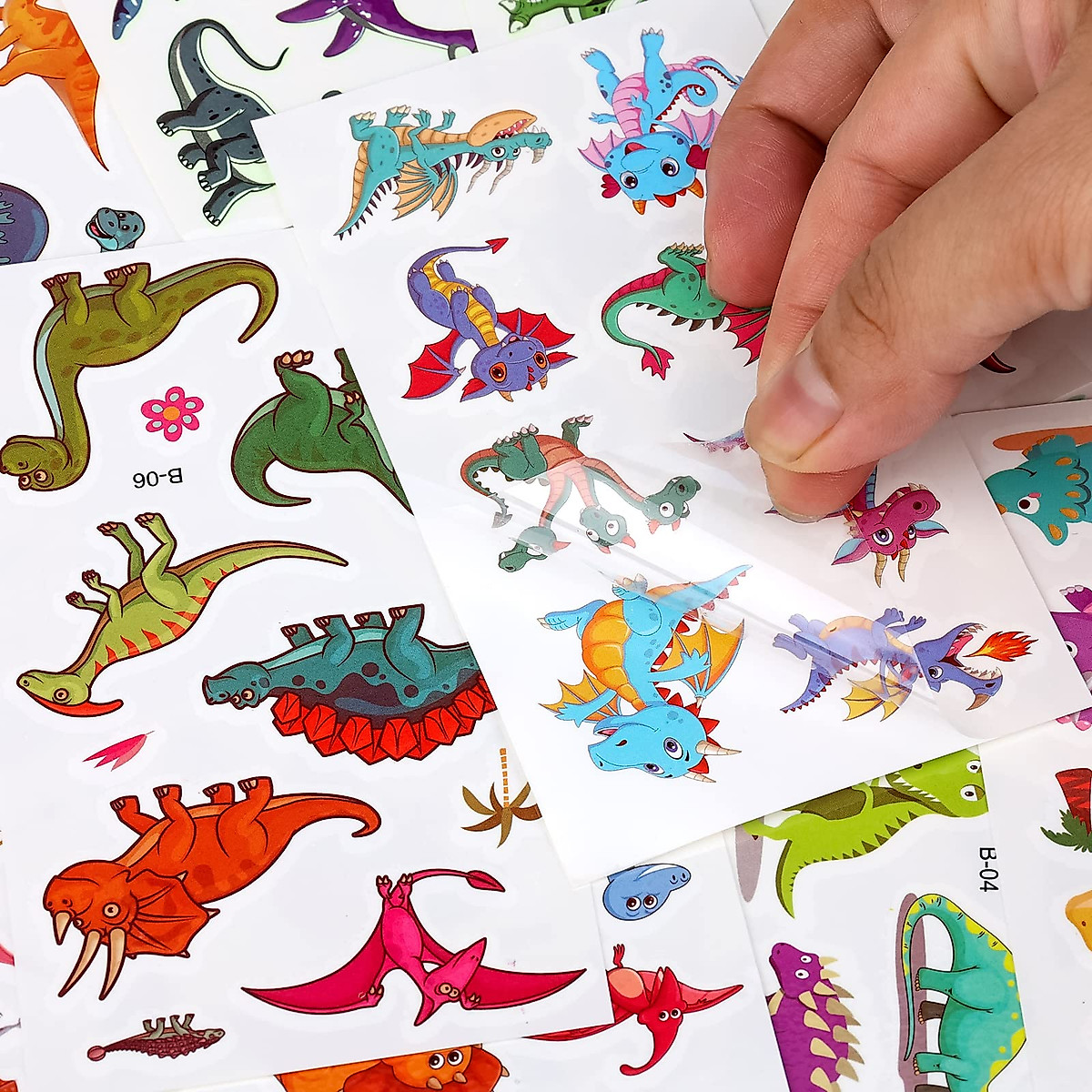 SAVITA 20 Sheets Kids Temporary Tattoos, Luminous Dinosaur Tattoo Stickers Waterproof Cartoon Fake Tattoos for Kids Toddlers Boys Dinosaur Birthday Party Favors Supplies