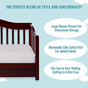 Dream On Me Toddler Day Bed with Storage Drawer in Cherry, Greenguard Gold Certified