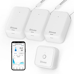 WiFi Temperature Sensor 3 Pack, Diivoo Remote Thermometer Compatible with Alexa, Wireless Humidity Monitor with App Notification Alert, Smart Hygrometer Meter for Home, Pet, Indoor