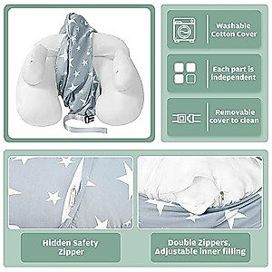Chilling Home Nursing Pillow for Breastfeeding, Three-Sided Safety Pillows Breast Feeding Pillow More Support for Mom and Baby, Newborn Feeding Pillow,Removable Cover,Adjustable Waist Strap