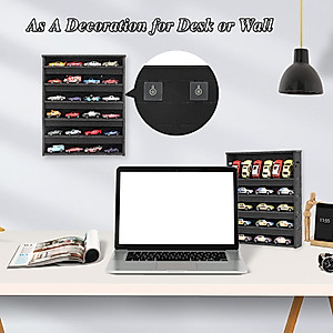 KISLANE Assemblable Kids Display Case Compatible with Toy Cars, Display Case Fit for Toy Cars Case & Matchbox Cars, Wall-Mounted Storage Organizer Case (Black)