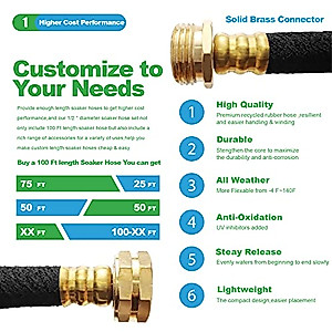 Soaker Hose 150 FT,1/2" Heavy Duty Soaker Garden Hose with Solid Brass Connector for for Garden Vegetable Beds, Tree,Lawn and Plants