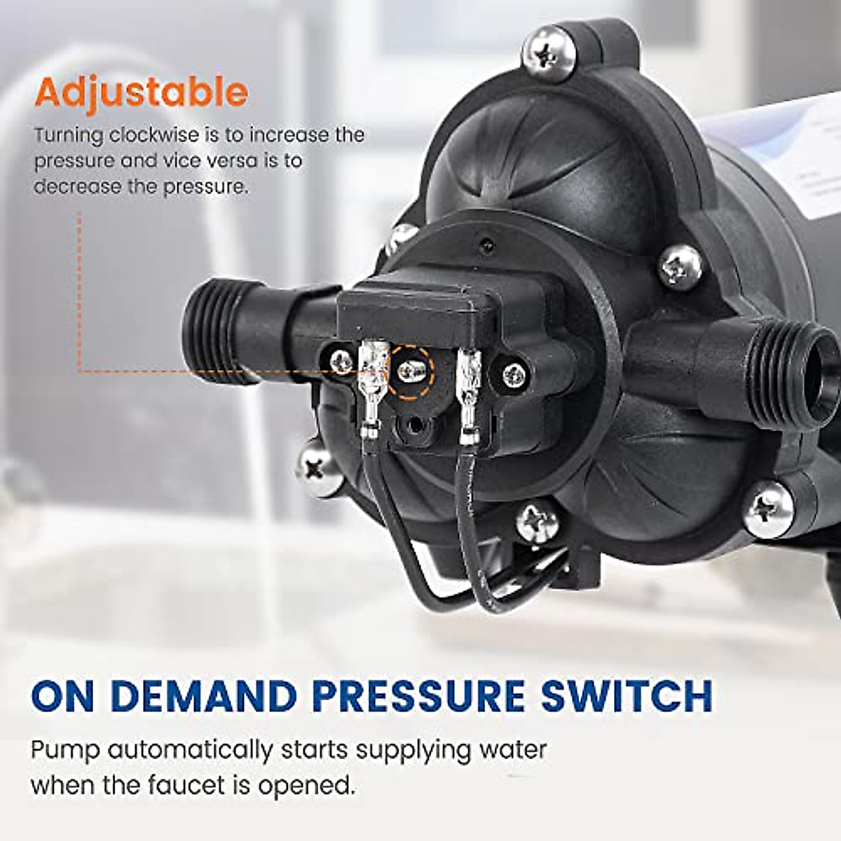 DC HOUSE 33-Series Black 115Volt Water Pressure Pump 3.3GPM 45PSI with Power Plug Self Priming Water Pump Electric 115V AC for High-Flow Moderate-Pressure Booster Agriculture Spraying Transfer