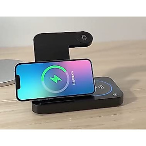 Wireless Charging Station, 15W Fast Charging Station, 4 in 1 Fast Wireless Charging Dock for iPhone 15/14/13/12/Pro Max/XS/XR/X, IWatch 7/6/5/4/3/2/XS, AirPods Pro/3/2