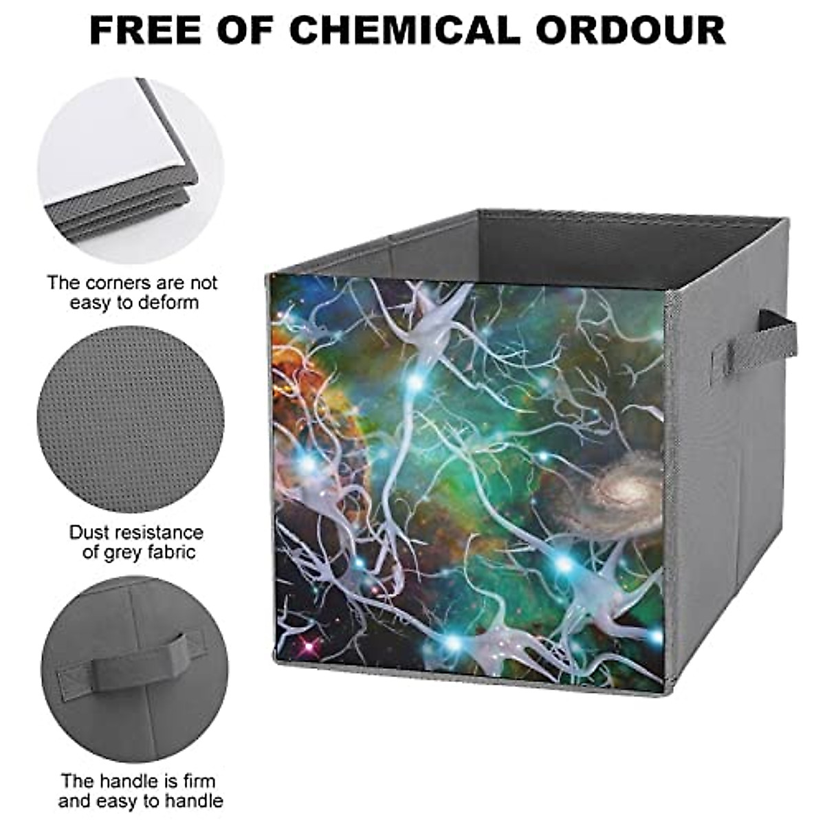 Medical Nerve Decorative PU Leather Collapsible Storage Bins Canvas Cube Organizer Basket with Handles