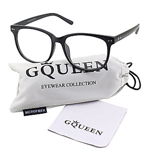 GQUEEN Fake Glasses Oversized Non Prescription Glasses Clear Lens Glasses for Women Men Eyeglasses Matte Black, 201581