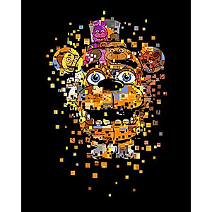 Five Nights at Freddy's Disintegrating Freddy Fazbear Boy's Black T-Shirt-Large