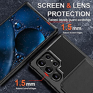 GooseBox for Galaxy S22 Ultra Case with Card Holder, Magnetic Car Mount [RFID Blocking] Shock-Resistant Soft TPU + Leather Double Layers Protection Wallet Case for Galaxy S22 Ultra 2022(Black)