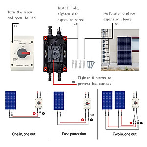 Solar Combiner Box, 1500V DC 32A 4P IP66 Waterproof Insulated Switch Professional Power Solar PV DC Quick Disconnect Switch for Solar Power System RV Boats (Basic)