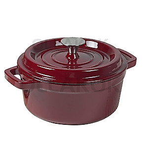 OLLAKOK 3.2 QT Enameled Cast Iron Dutch Oven with Lid Dual Handles Heavy Cast Iron Pot (Garnet)