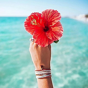 Pura Vida Jewelry Bracelets Solid Bracelet - 100% Waterproof and Handmade w/Coated Charm, Adjustable Band (Solid White)