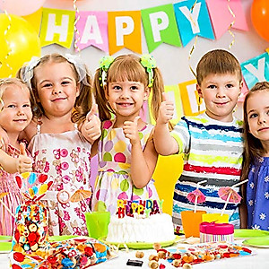 100 Pieces Birthday Party Treat Bags Bright Balloon Print Clear Plastic Cellophane Candy Goodie Gift Bags with 100 Pieces Silver Twist Ties for Birthday Party Decorations