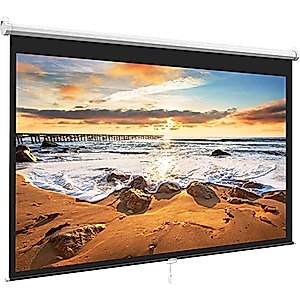 Projector Screen 100 Inch 16:9 - Auto-Locking Portable Projection Screen for 4K 3D 1080P HD - Manual Projector Screen Pull Down for Indoor Outdoor Home Theater Office Movies by PERLESMITH