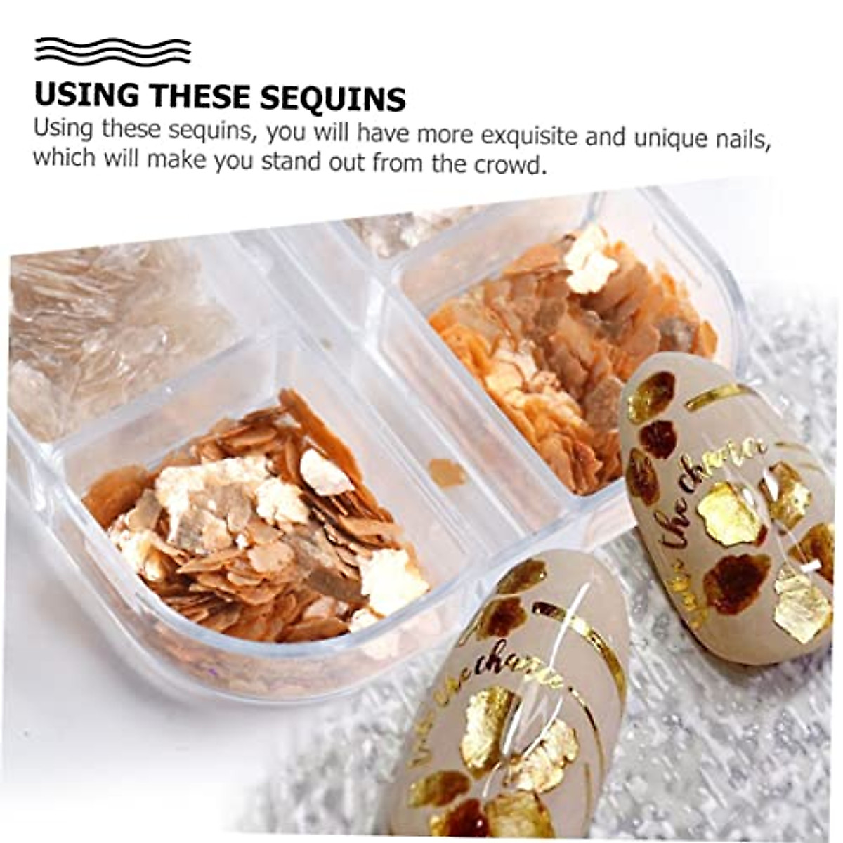 FOMIYES 5boxes Nail Decorations Nail Embellishments Nail Sequins Nail Accessories Charms Craft Gold Metal Leaf Crafts Glitters Gold Foil Flake DIY Manicure Mica Slice Decors Nail Ornament