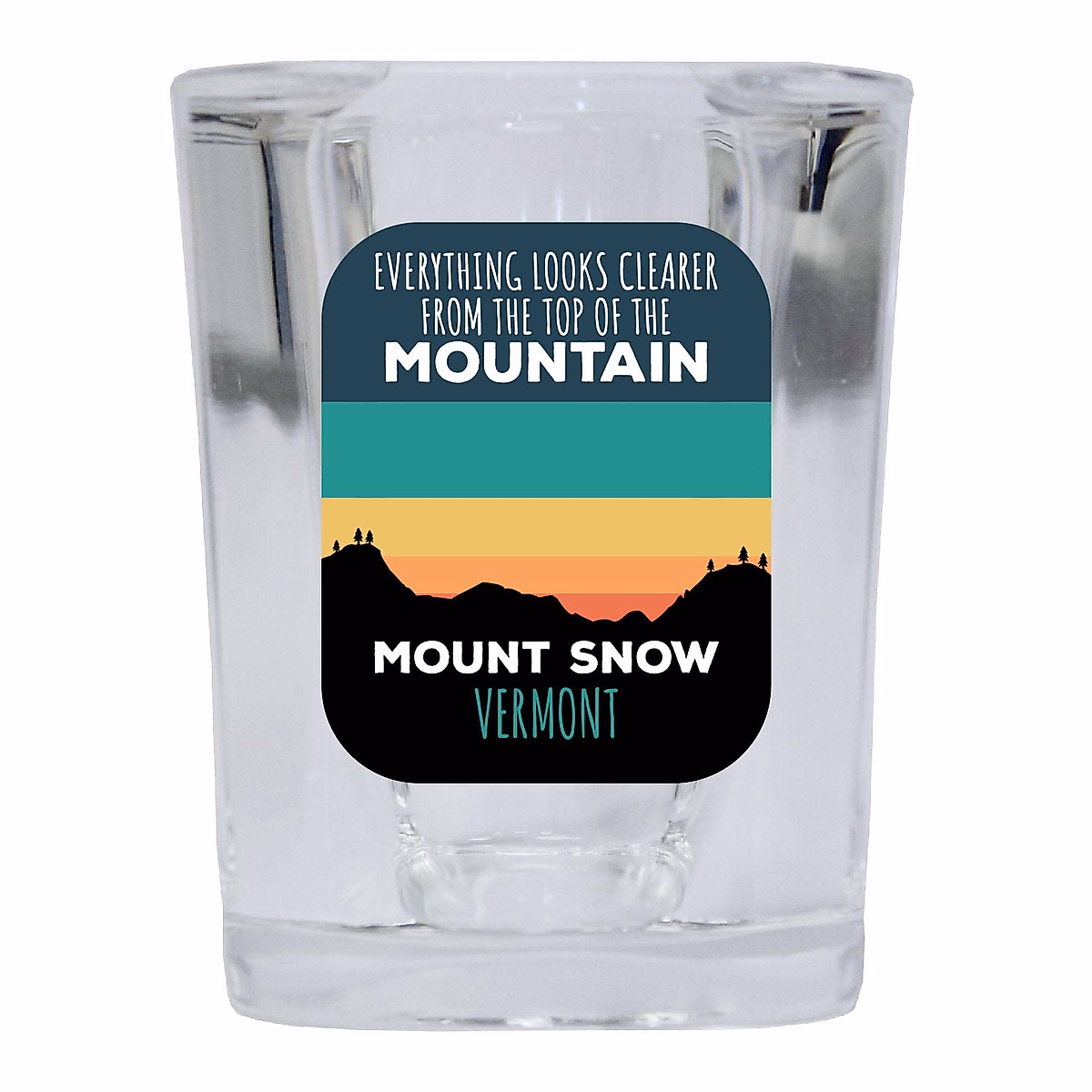 Mount Snow Vermont Ski Top of the Mountain 2 Ounce Liquor Shot Glass Square Base