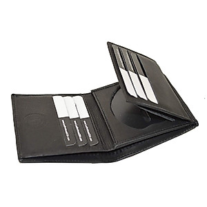 Bi-Fold Badge Holder Wallet, Shield Badge Style with ID window 100% Genuine Leather