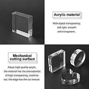 FINGERINSPIRE Clear Polished Acrylic Square Display Block Acrylic Jewelry Display Stand Ring Showcase Display Holder 1" x3" x3"