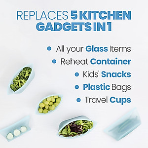 Swedish Home Reusable Storage Bags - Clean Lock Silicone Food Storage For Kitchen - Leak Proof Food Container – Cook And Freeze Friendly (Pack of 3)