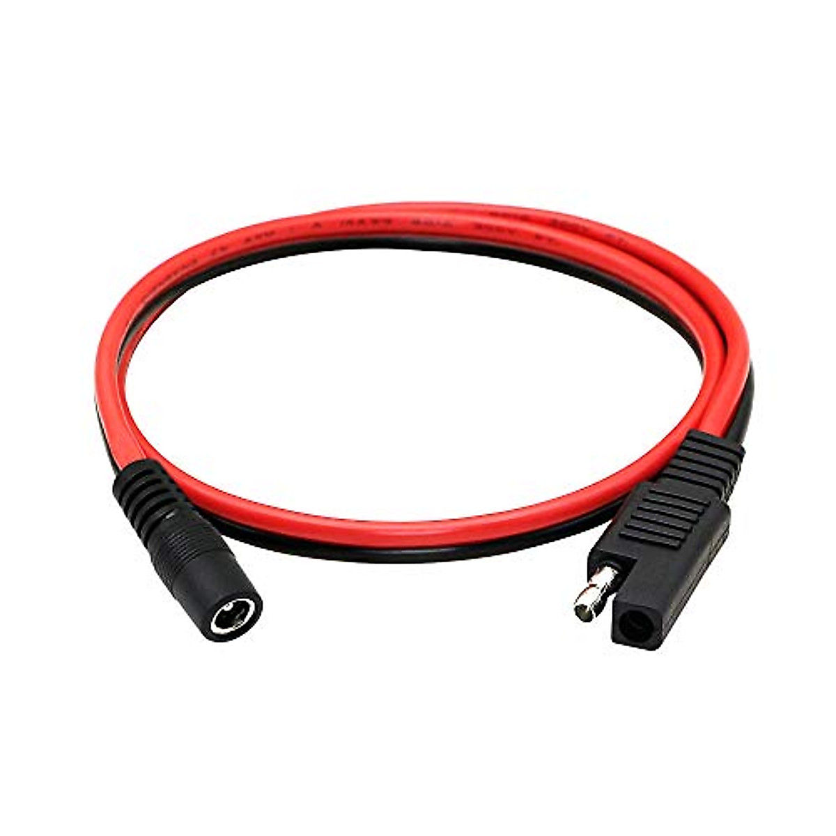 CERRXIAN 60cm 14AWG DC 5.5mm x 2.1mm Female to SAE 2 Pin Quick Disconnect Wire Harness Extension Cable for Portable Powers, Motorcycle Solar Panel Charger (F Black)