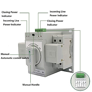 110V 63A Automatic Transfer Switch Dual Power Generator Changeover Switch Self Cast Conversion (2P)