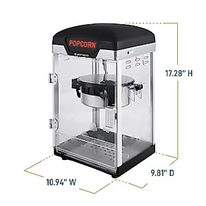 West Bend Stir Crazy Movie Theater Popcorn Popper, Gourmet Popcorn Maker Machine with Nonstick Popcorn Kettle and Popcorn Scoop for Popcorn Machine, 4 Qt., Black