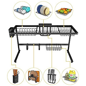 FEHUN Sinks,Stainless Steel Kitchen Sink Dish Drying Rack Drain Rack Cutlery Water Filter Tableware Organizer