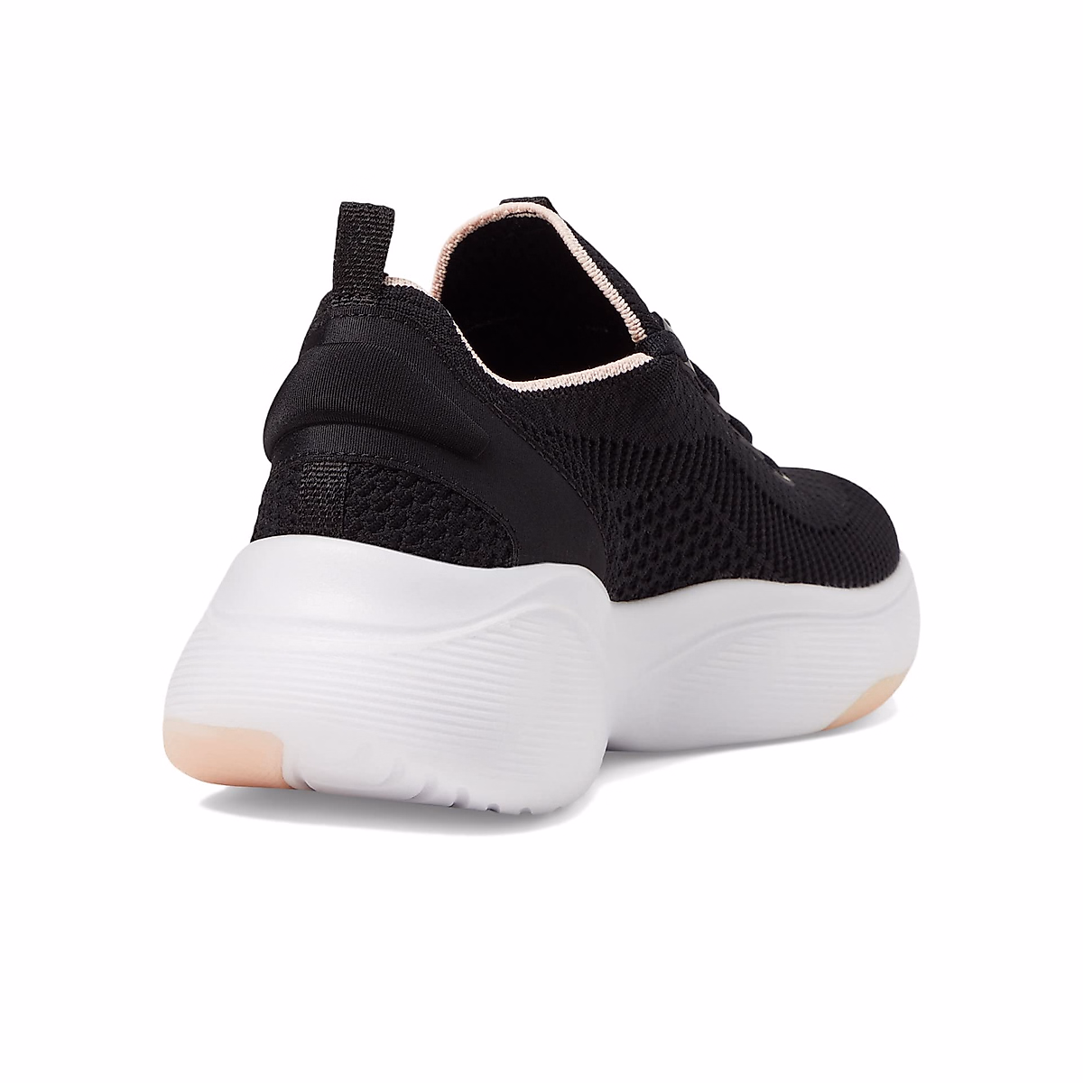 Skechers Women's Trainers, Black Knit Pink Trim, 8.5