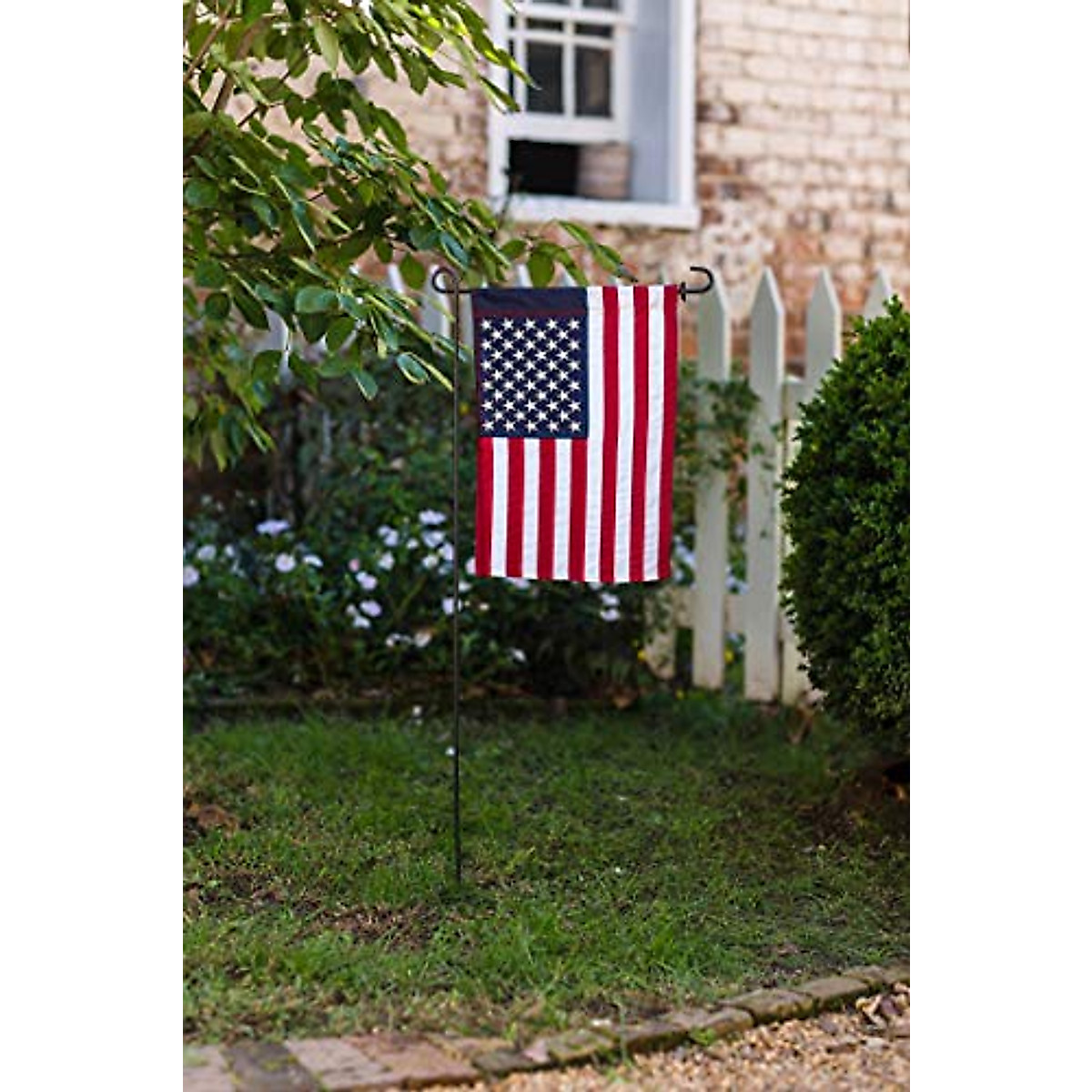 Evergreen American Flag 18-inch x 12.5-inch Garden Size | Heavy Duty Outdoor Premium 310D | Embroidered Stars and Stripes and Quadruple Stitched Edge | USA Residential or Commercial