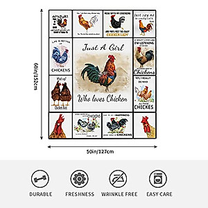Just A Girl Who Loves Chickens Throw Blanket Soft Farm Chicken Blankets for Women Men Lightweight Throw for Farm Decor Bed Sofa
