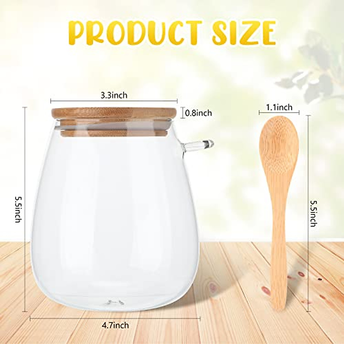 Hoolerry Set of 2 Airtight Glass Jars with Bamboo Lids and Spoons 34 oz Borosilicate Glass Canisters Overnight Oats Jar Storage Container for Kitchen Coffee Bean Tea Leaves Flour Sugar