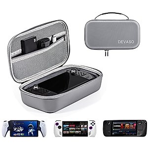 DEVASO Upgraded Carrying Case for ASUS ROG Ally X/PlayStation Portal/Steam Deck/OLED, Waterproof Portable Storage Shoulder Bag Travel Case for Steam Deck Console & Accessories
