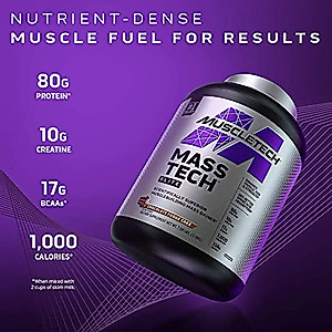 Weight Mass Gainer Protein Powder | MuscleTech Mass-Tech Elite Mass Gainer for Muscle Gain | Whey Protein Powder + Muscle Builder | Creatine Supplements | Vanilla Cake, 7 lbs