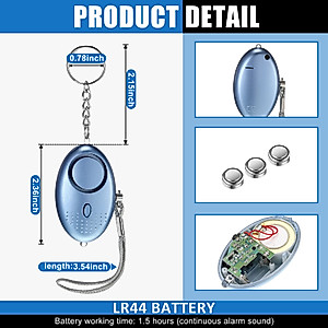 Macarrie 24 Pcs Sound Personal Alarm 130DB Alert Alarm Keychain with LED Lights for Women, Men(Mixed Color)