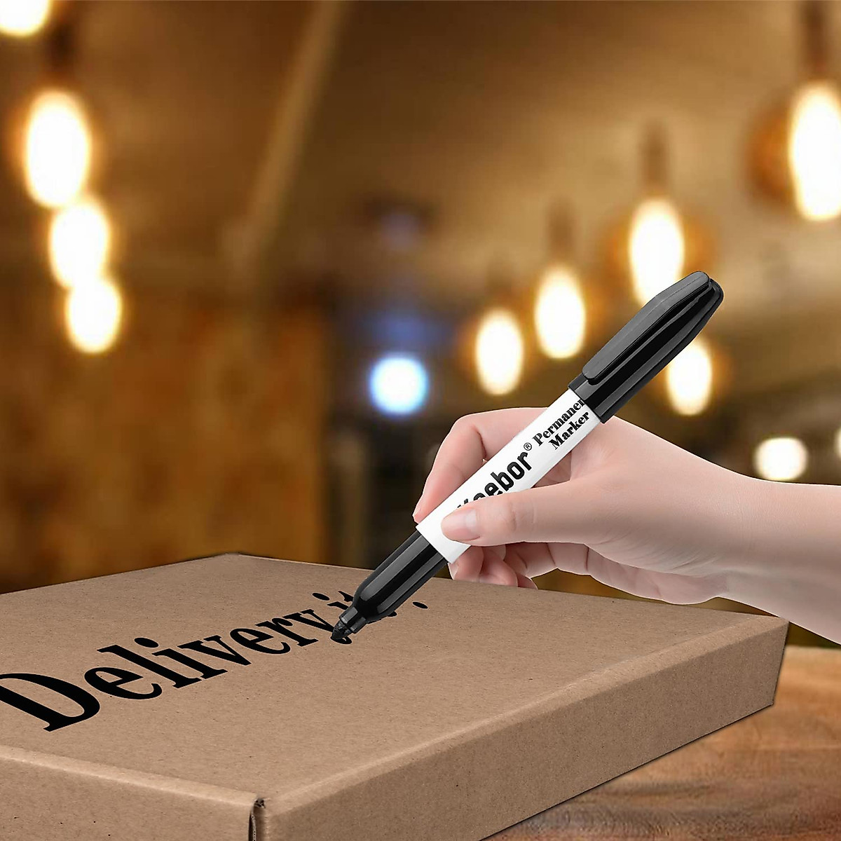 Keebor Advanced Permanent Markers Fine Tip, 60 Pack Black Permanent Marker Set, Waterproof - Quick Drying, Office Supplies