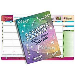 Dated Bilingual Elementary Student Planner for the 2023-2024 Academic School Year, Large (8.5" by 11") Matrix Style Datebook with Classic Bilingual Elementary Matrix Cover