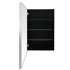 FOMAYKO Bathroom Medicine Cabinet with Mirror, Recess or Surface Mount Bathroom Vanity Mirror Cabinet,Single Door Cabinet Famerhouse Bathroom Mirror with Storage Cabinet (Brush Silver, 16"x26")