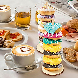 YGAOHF 5 PCS Reusable Wooden Donut Stands for Dessert Table - Detachable Doughnut Holder Bagels Display Stand Holder for Wedding Birthday Christmas Party Supplies