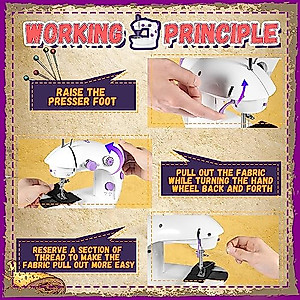 Portable Sewing Machine with Extension Table and Light,Mini Handheld Sewing Machine with Upgraded,Two Threads Double Speed Double Switches,Electric Sewing Machine Easy to Use for Kids,Beginners and DIY,White