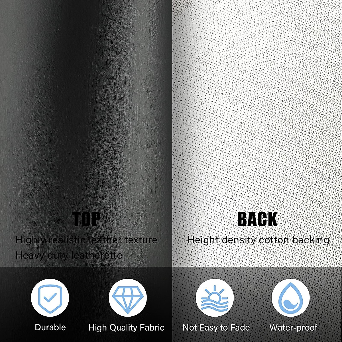 Faux Leather Fabric, 54"x36" Thick Durable Synthetic Upholstery Leather Vinyl, Soft Smooth Waterproof, Durable,Replacement Renovate for Wallets, DIY Projects, Furniture, Car Seats 1 Yard-Black