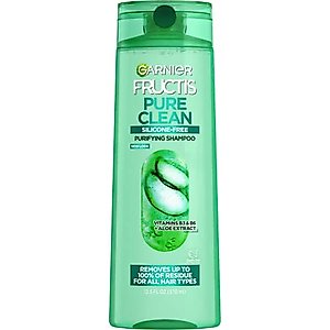 Garnier Fructis Pure Clean Shampoo, Paraben-Free Silicone-Free with Aloe Extract and Vitamin E, 12.5 Fl Oz Bottle