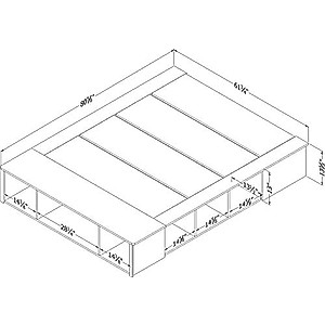 South Shore Bed with Baskets, Queen, Fall Oak