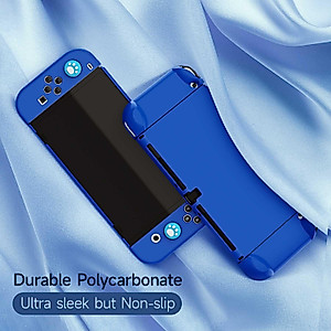 COMCOOL Dockable Case for Nintendo Switch Oled - [9 FT Military Grade Drop Protection] [with Tempered Glass Screen Protector and Thumb Grips] Cute Protective Cover for Nintendo Switch Oled - Blue