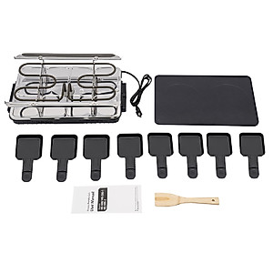 CUBELLIN Raclette Grill 1300W Electric Grill Indoor Non-Stick Raclette Table Grill with 8 Baking Trays 446°F Temperature Adjustable Tabletop Grill Indoor Serve Grill for Barbecues, Parties