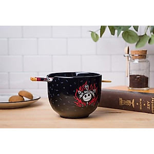 Silver Buffalo Disney Nightmare Before Christmas Jack Skellington Ceramic Ramen Noodle Rice Bowl with Chopsticks, Microwave Safe, 20 Ounces