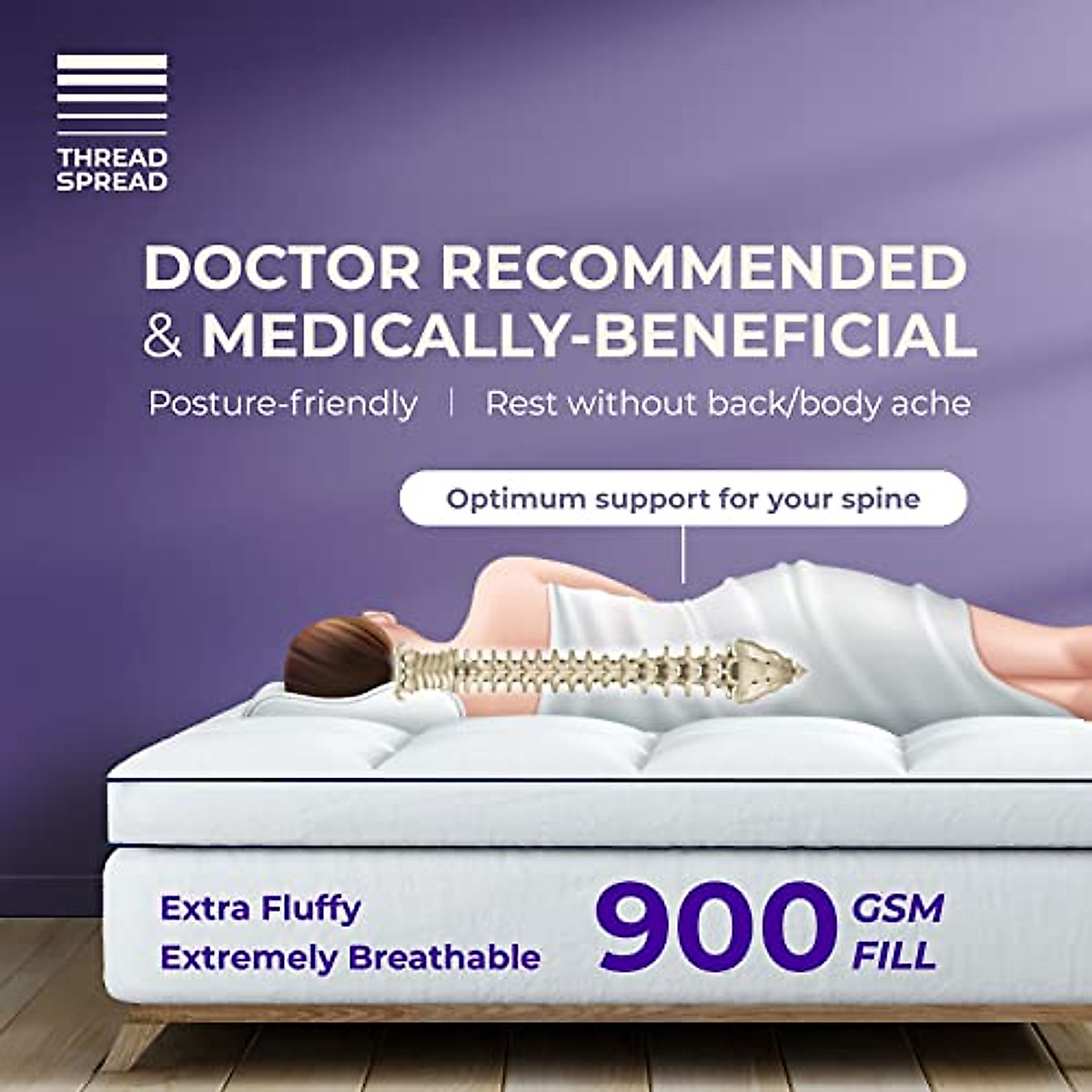 Queen Cooling Mattress Topper, Soft 100% Cotton Fabric, Pillow-Top Optimum Thick Mattress Topper for Queen Bed, Breathable & Plush Quilted Down-Like Fill, Snug Deep Pocket Fit