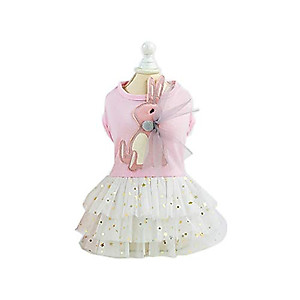 Dog Fashion Cat Pet Clothes Print Breathable Dress Lace Dress Rabbit Bottoming Pet Clothes Dog Dresses for Medium Dogs Girl Winter