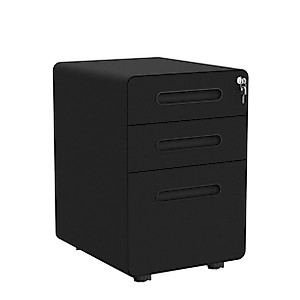 YITAHOME 3-Drawer Metal Mobile File Cabinet, Rolling Filing Cabinet with Lock, Filing Cabinet Under Desk fits Legal/Letter/A4 Size for Home/Office, Fully Assembled