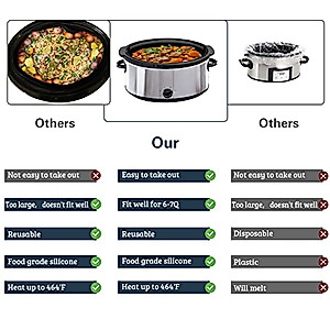 Slicone Crockpot Liner, Crock Pot Liners Reusable Slow Cooker Liners Fit Crock-Pot 6 Quart Oval Crock Pot, Crockpot Liners Leakproof Dishwasher Safe Cooking Liner Hamilton Beach Crockpot Liner